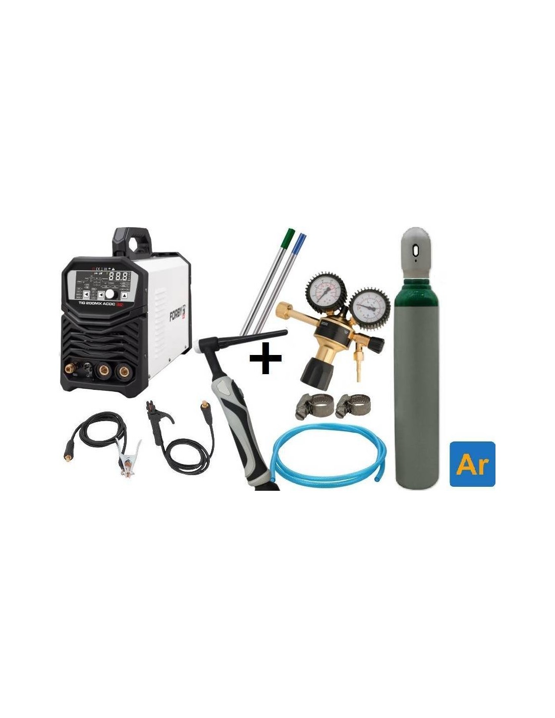 KOMPLEKTAS Suvirinimo aparatas FORBY® TIG 200MX AC/DC + Argono balionas ...